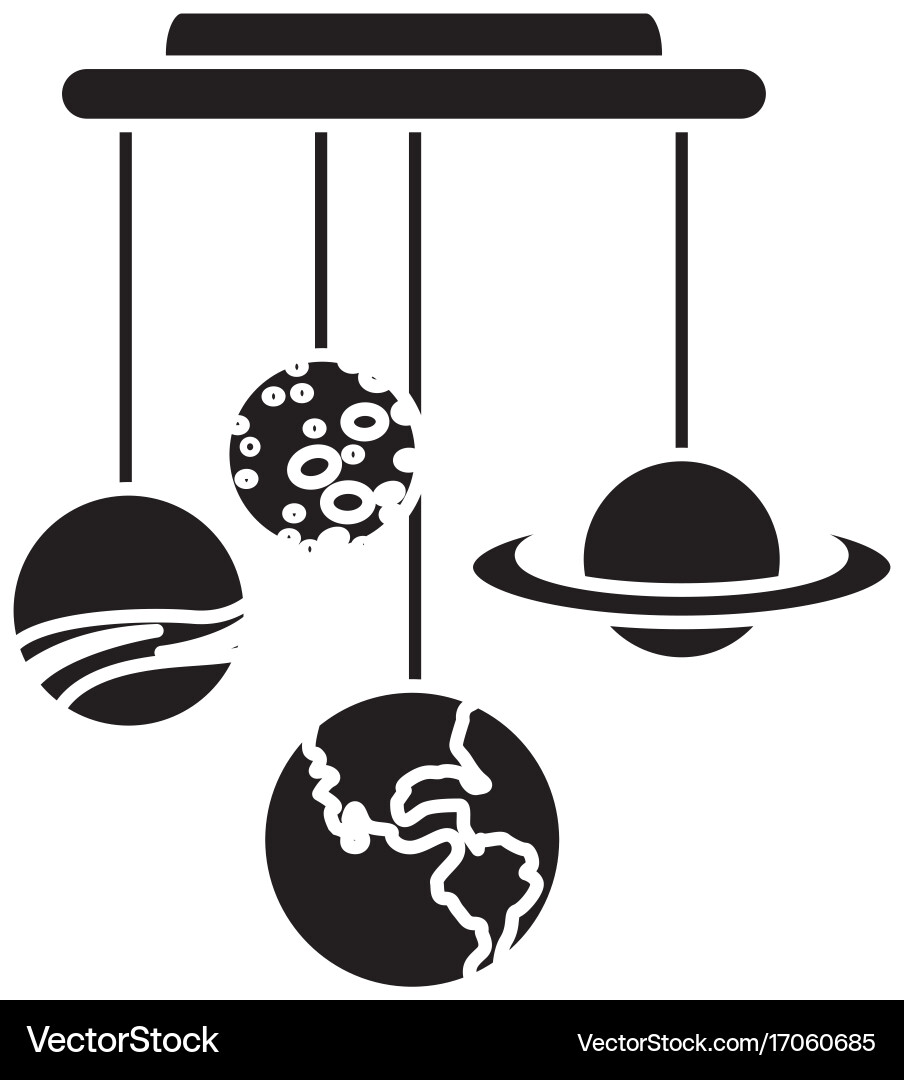 Hanging earth and others planet space icon Vector Image