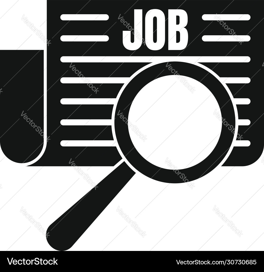 Job paper magnifier icon simple style Royalty Free Vector