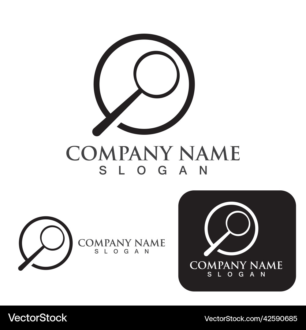 Magnifying glass logo and symbol Royalty Free Vector Image