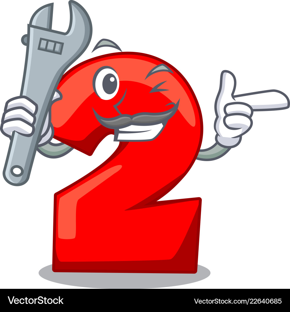 Mechanic number two red isolated on mascot Vector Image