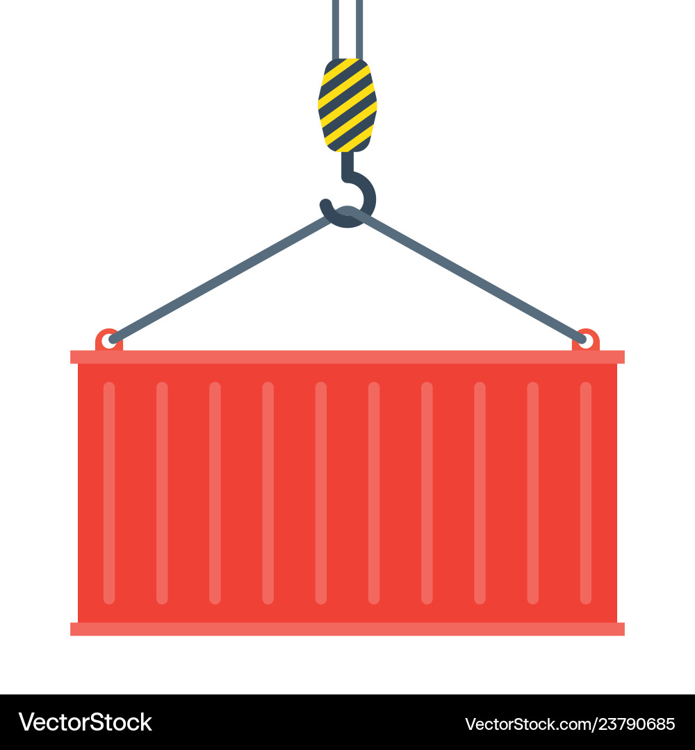 Port crane lifts red container Royalty Free Vector Image