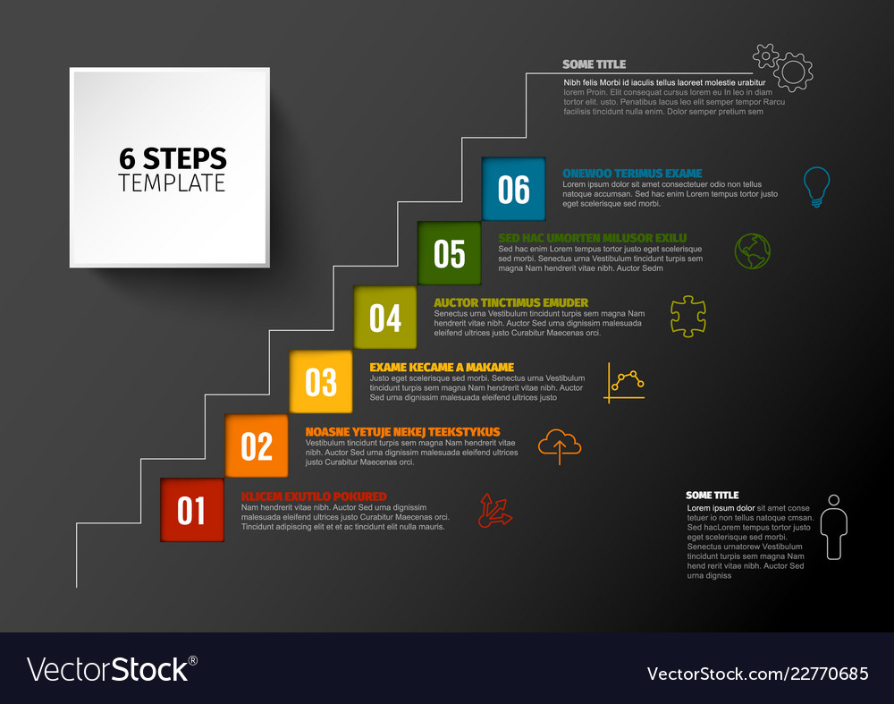 Progress six steps template Royalty Free Vector Image