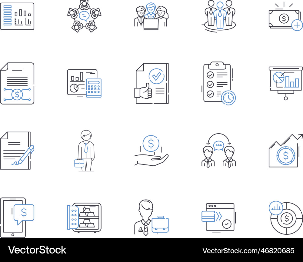 Strategic planning and decision-making line icons Vector Image