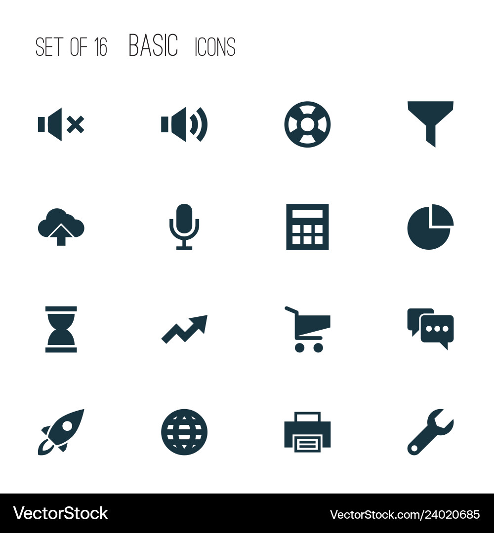 User icons set with trend globe launch and other Vector Image