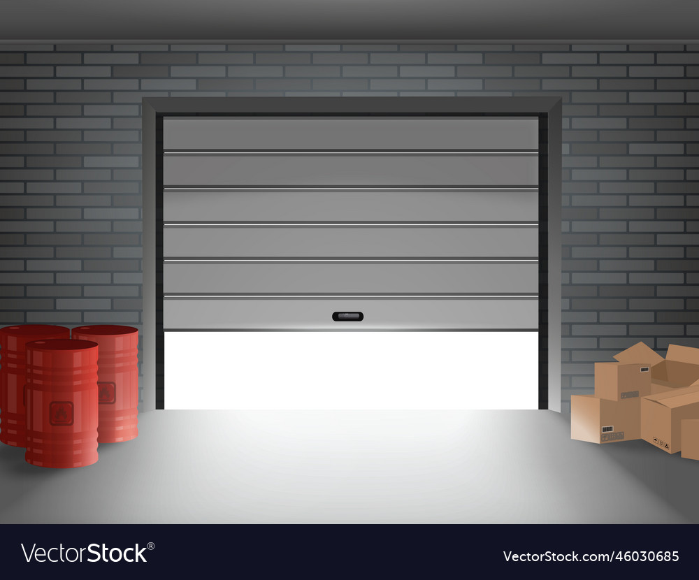 Warehouse inside realistic composition Royalty Free Vector