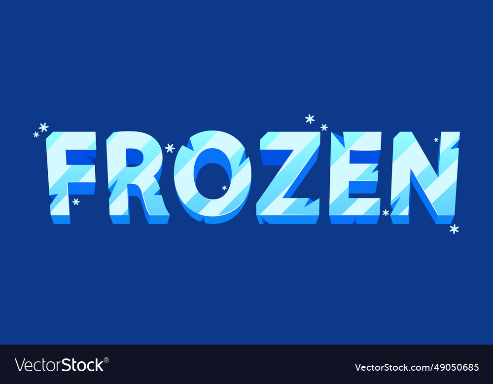 Word frozen meticulously crafted from glistening Vector Image