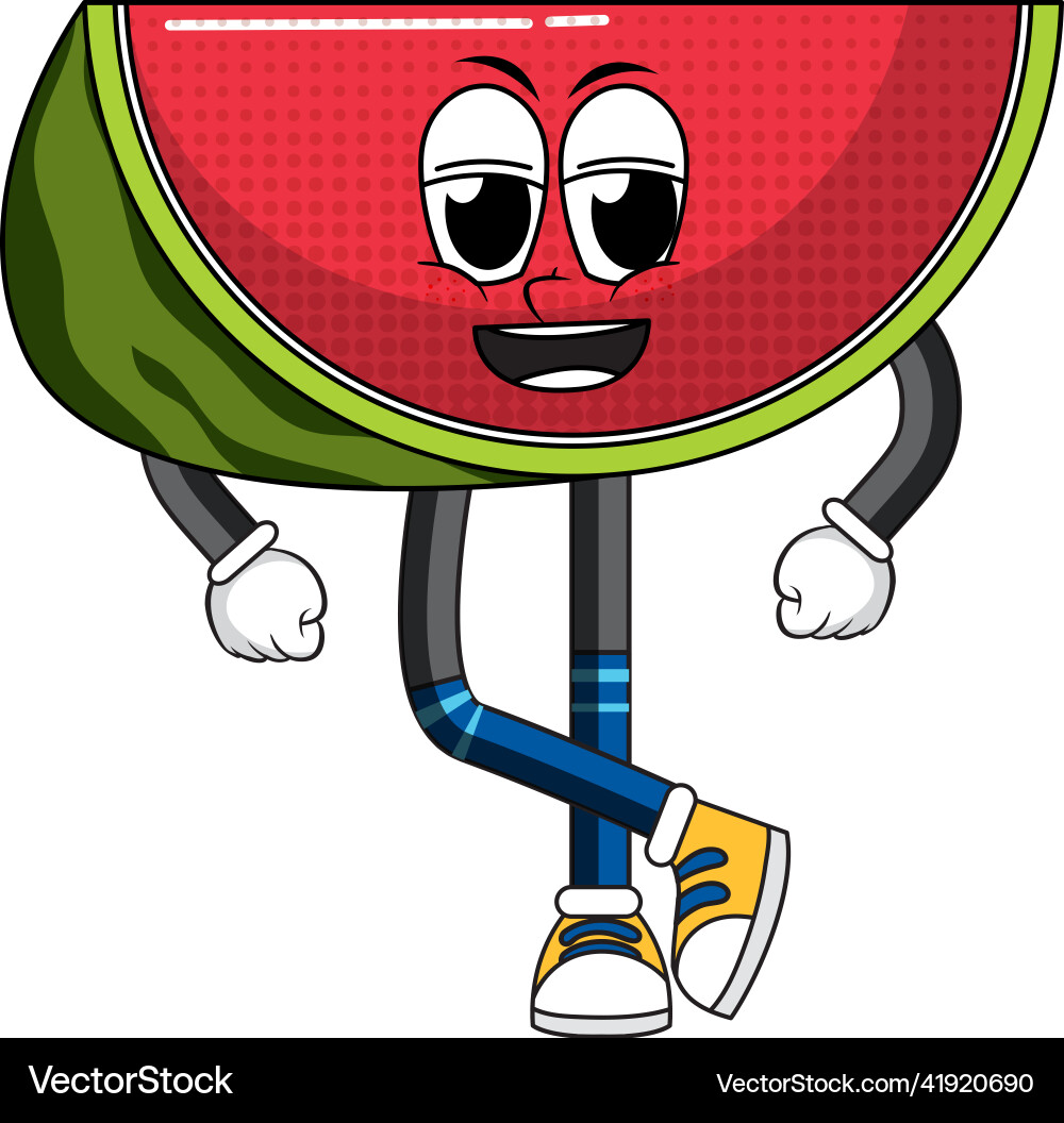 A watermelon cartoon character on white background