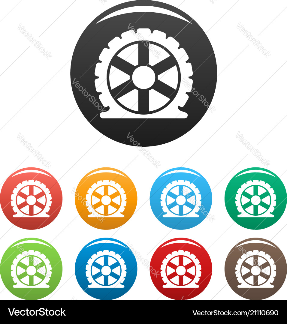 Auto tire icons set color Royalty Free Vector Image