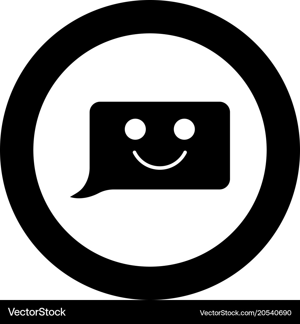 Comment smile message black icon in circle Vector Image