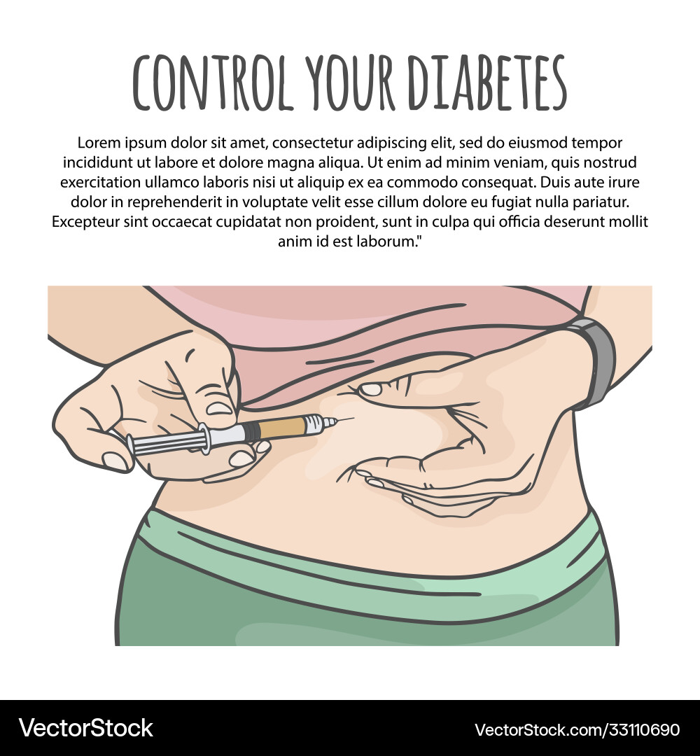 Control your diabetes injection in stomach Vector Image