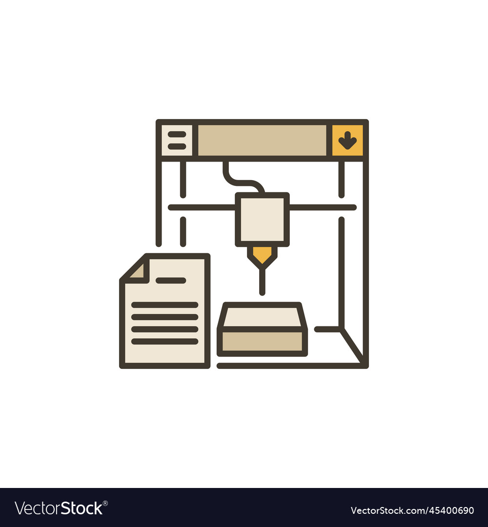 Document with 3d printer concept colored icon Vector Image