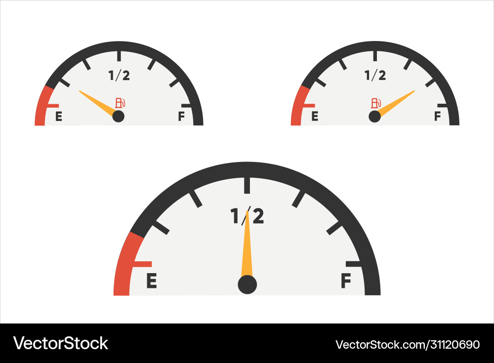 Fuel gauge icon gasoline indicators set Royalty Free Vector