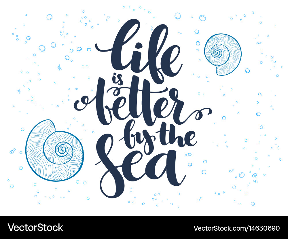 Hand lettering summer text about sea Royalty Free Vector