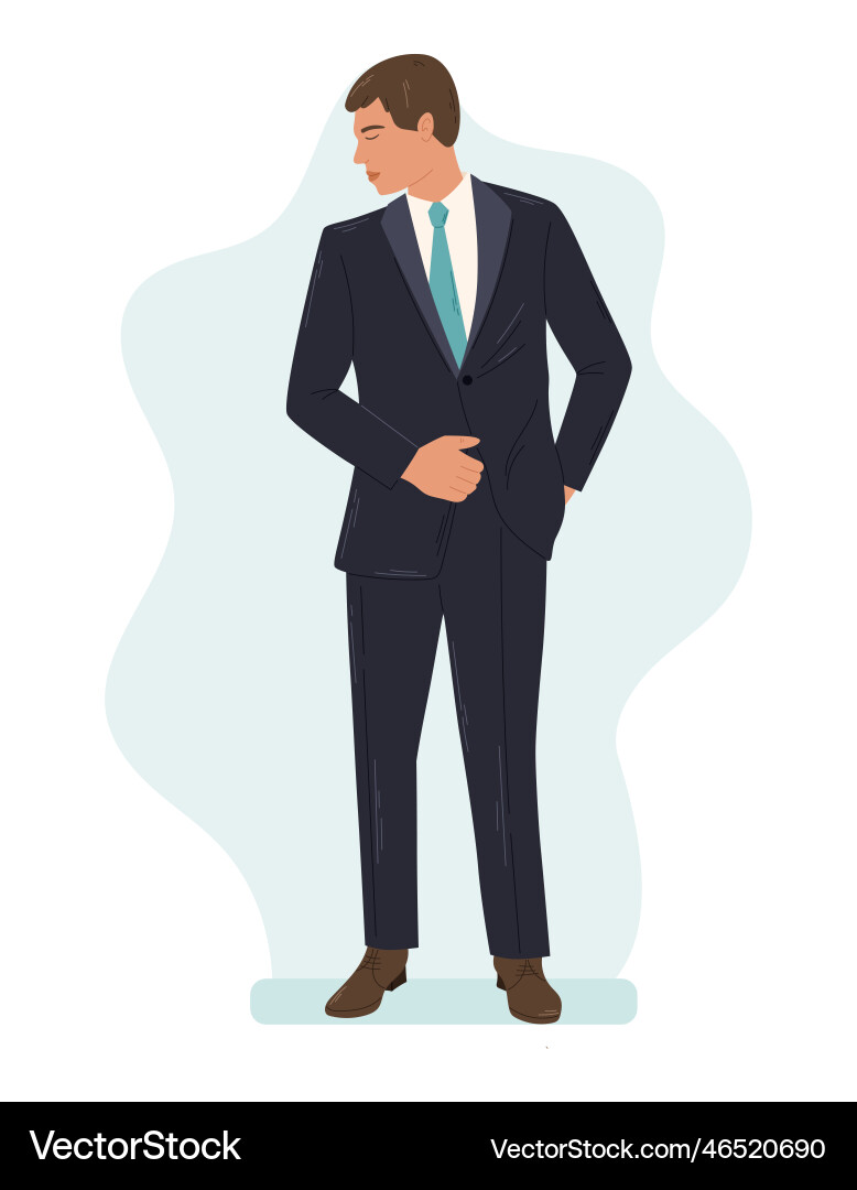 Handsome standing man in formal suit and tie Vector Image