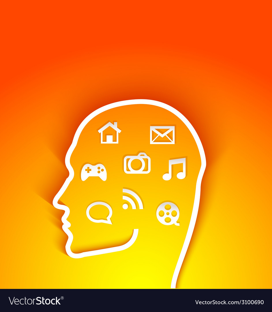 Human head with multimedia elements Royalty Free Vector