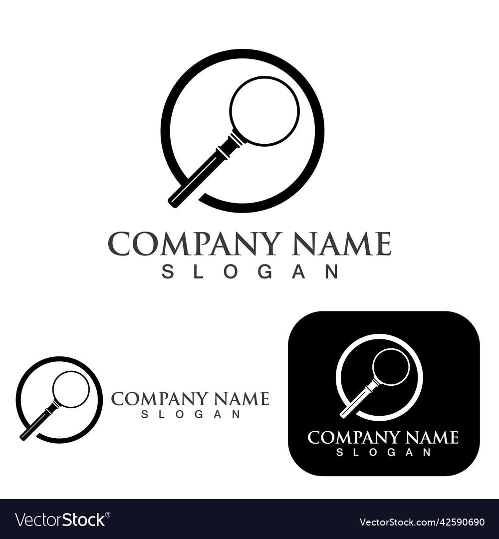 Magnifying glass logo and symbol Royalty Free Vector Image