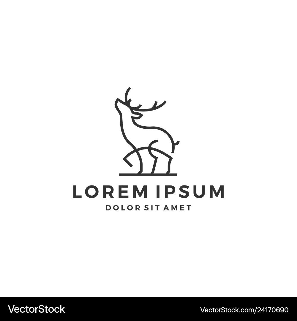 Outline deer line art logo icon template Vector Image