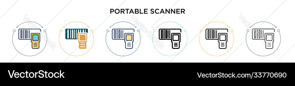 Portable scanner icon in filled thin line outline Vector Image