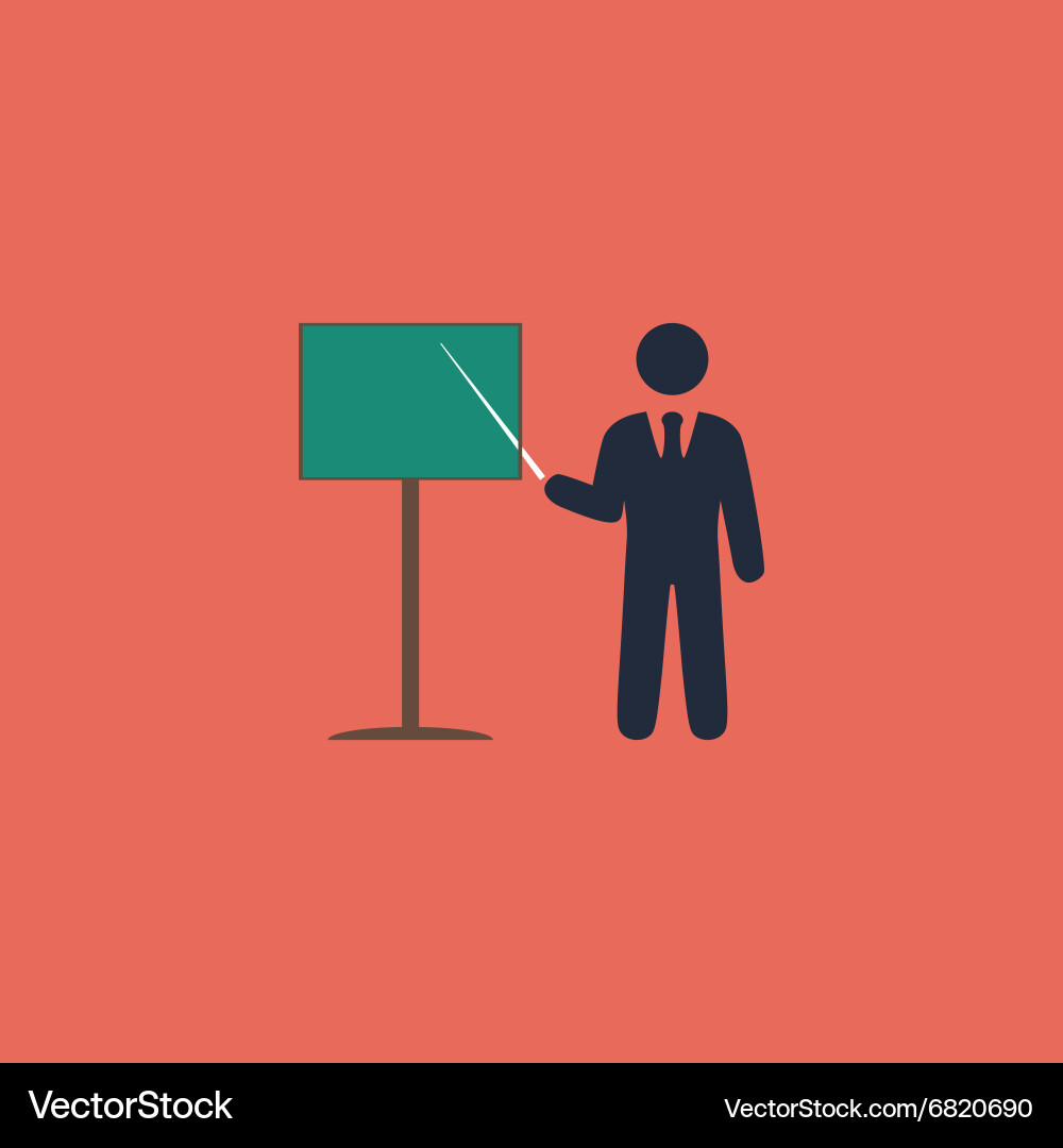Presentation sign icon man standing with pointer Vector Image