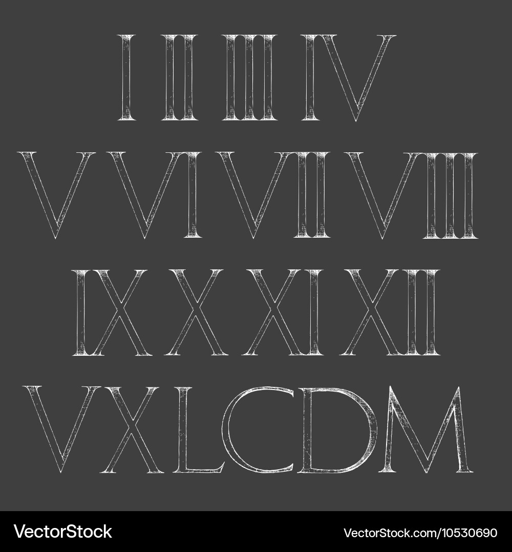 Roman numbers set modern classic number Royalty Free Vector