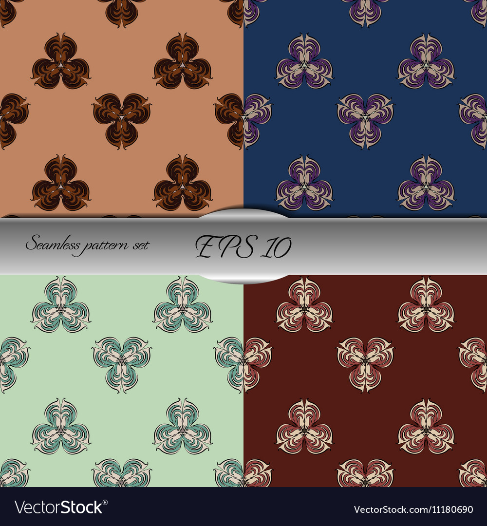 Set of elegant seamless patterns with floral Vector Image