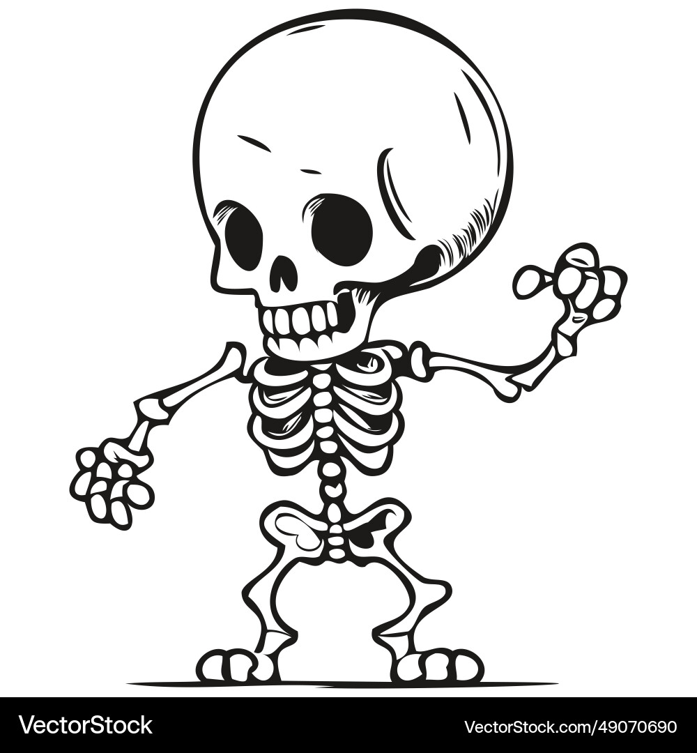 Skeleton entity in hand-drawn style for halloween Vector Image