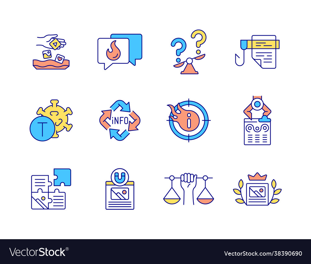 Viral marketing rgb color icons set Royalty Free Vector Viral marketing rgb color icons set Royalty Free Vector