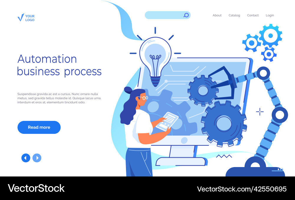 Automation business process landing page template Vector Image