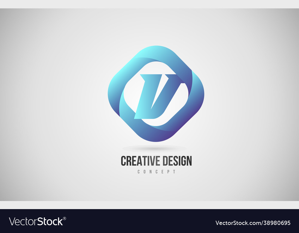Blue gradient v alphabet letter icon logo Vector Image