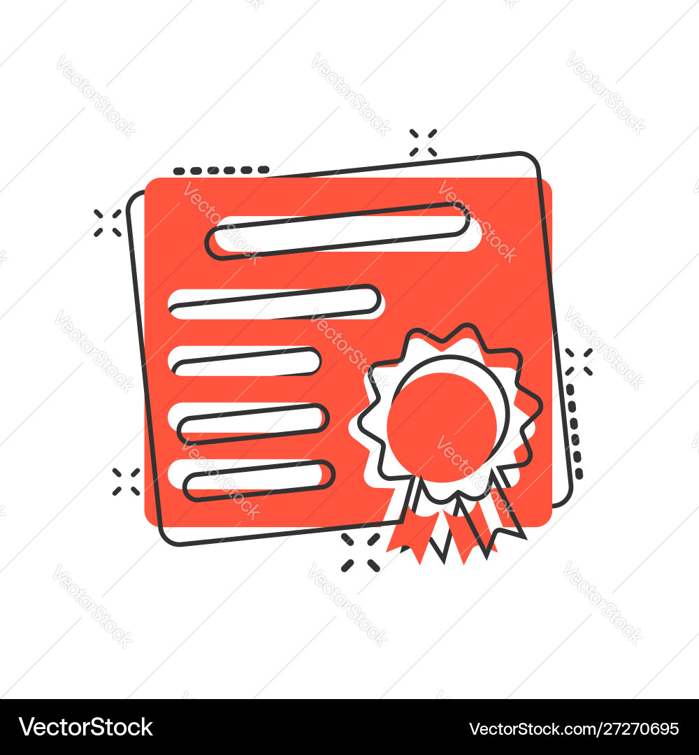 Certificate icon in comic style license badge Vector Image