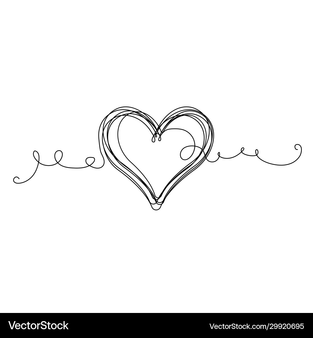Continuous heart one line art love Royalty Free Vector Image
