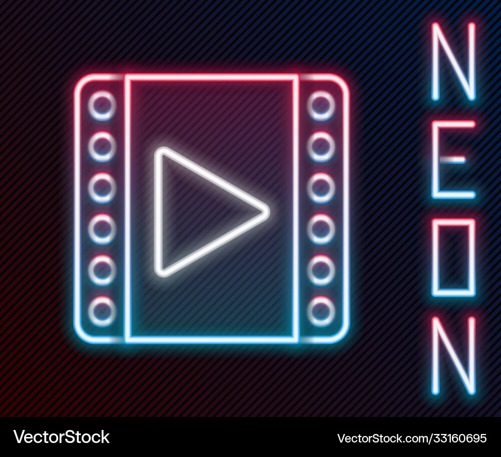 Glowing neon line play video icon isolated Vector Image