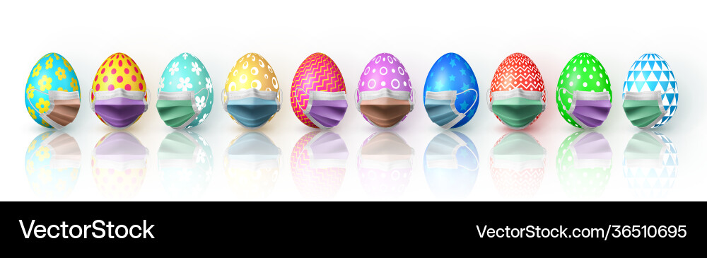 Happy easter color egg in medical face Royalty Free Vector