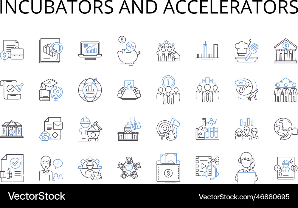 Incubators and accelerators line icons collection Vector Image