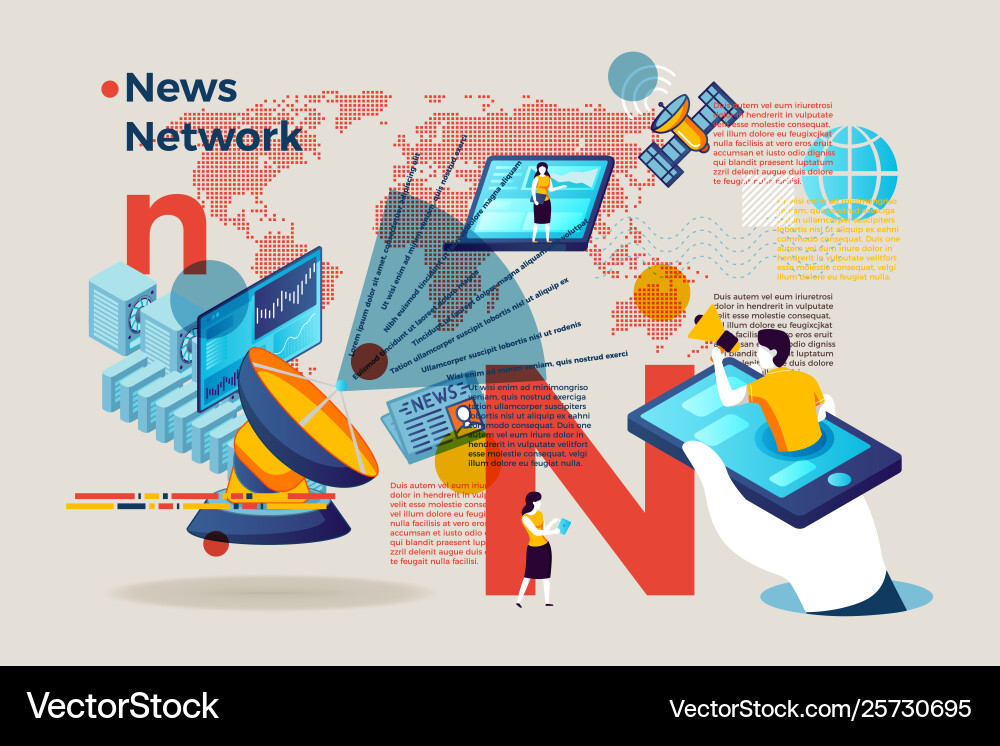 Letter n with online news network Royalty Free Vector Image