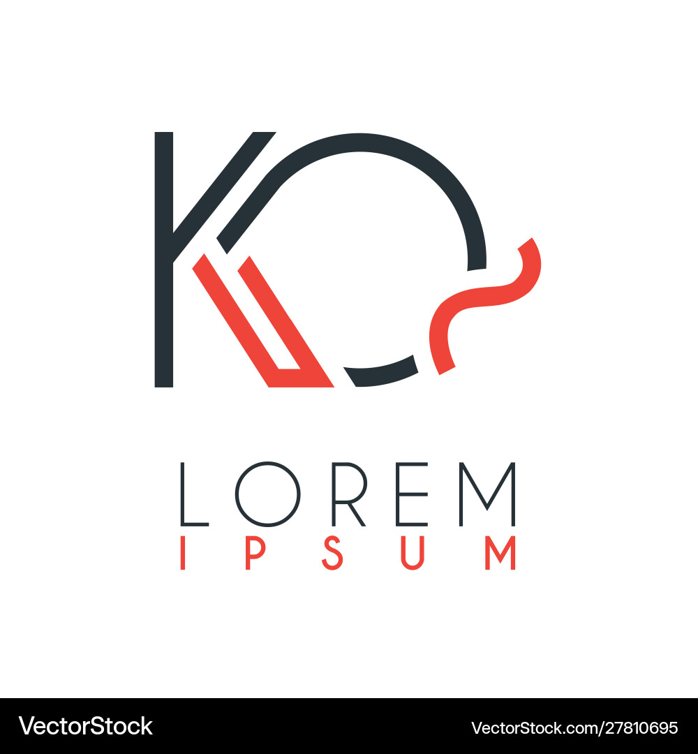 Logo between letter k and q or kq Royalty Free Vector Image