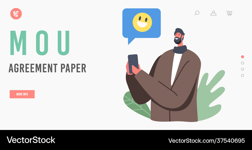 Mou agreement paper landing page template Vector Image