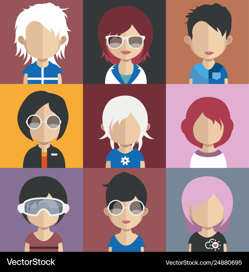 People avatars with colorful backgrounds Vector Image