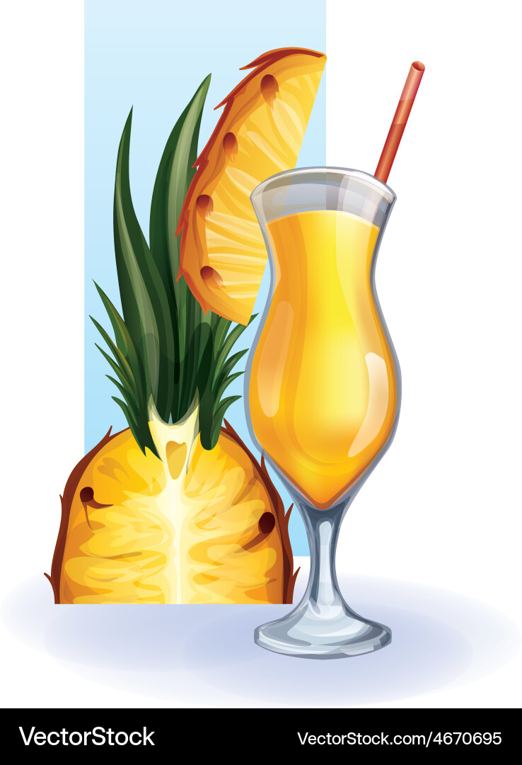 Pineapple in goblet juice cocktail smoothie Vector Image