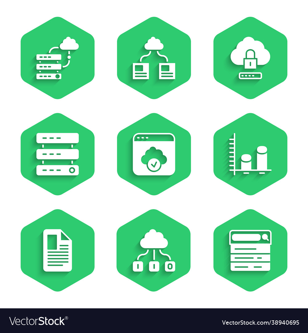 Set cloud technology data transfer search engine Vector Image