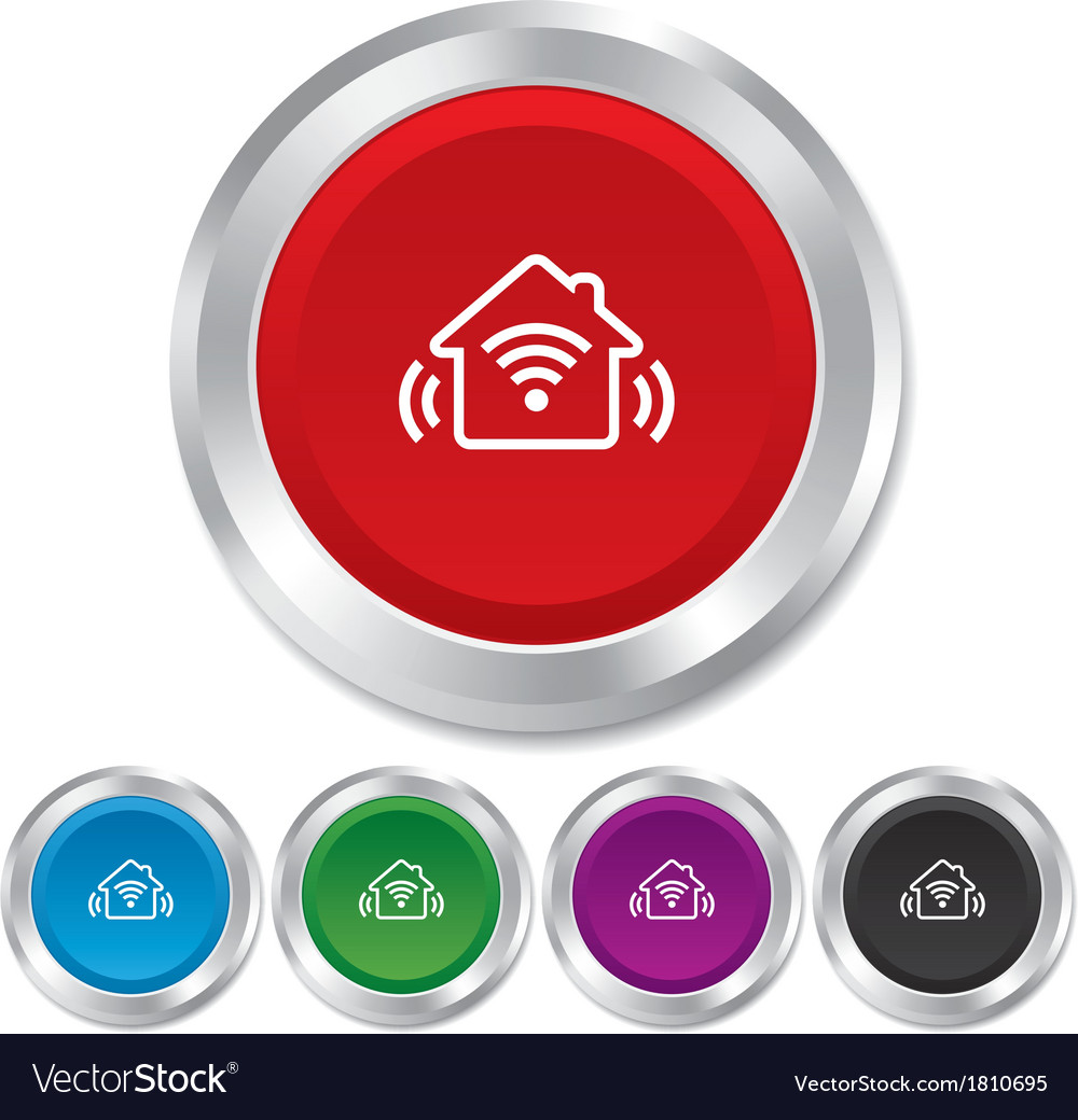 Smart home sign icon house button Royalty Free Vector Image