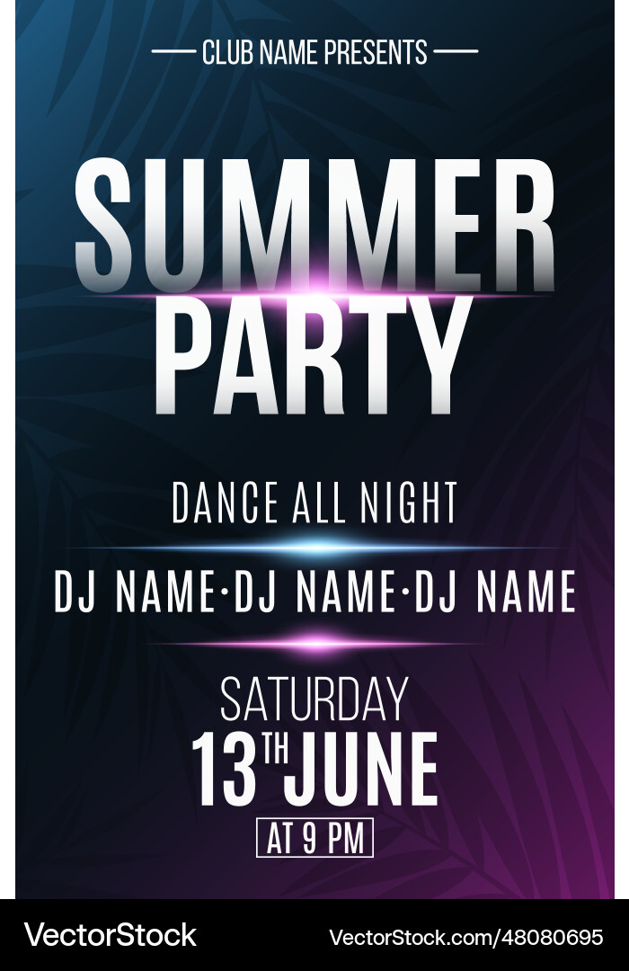 Summer party poster invitation flyer modern Vector Image