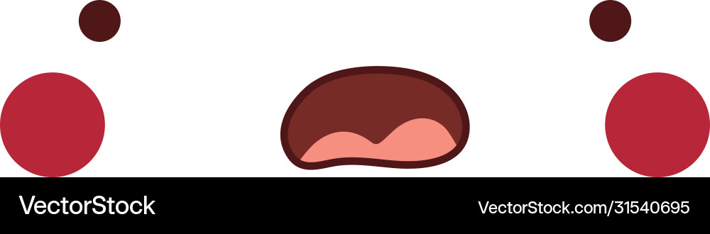 Surprised kawaii cartoon face with cheeks Vector Image