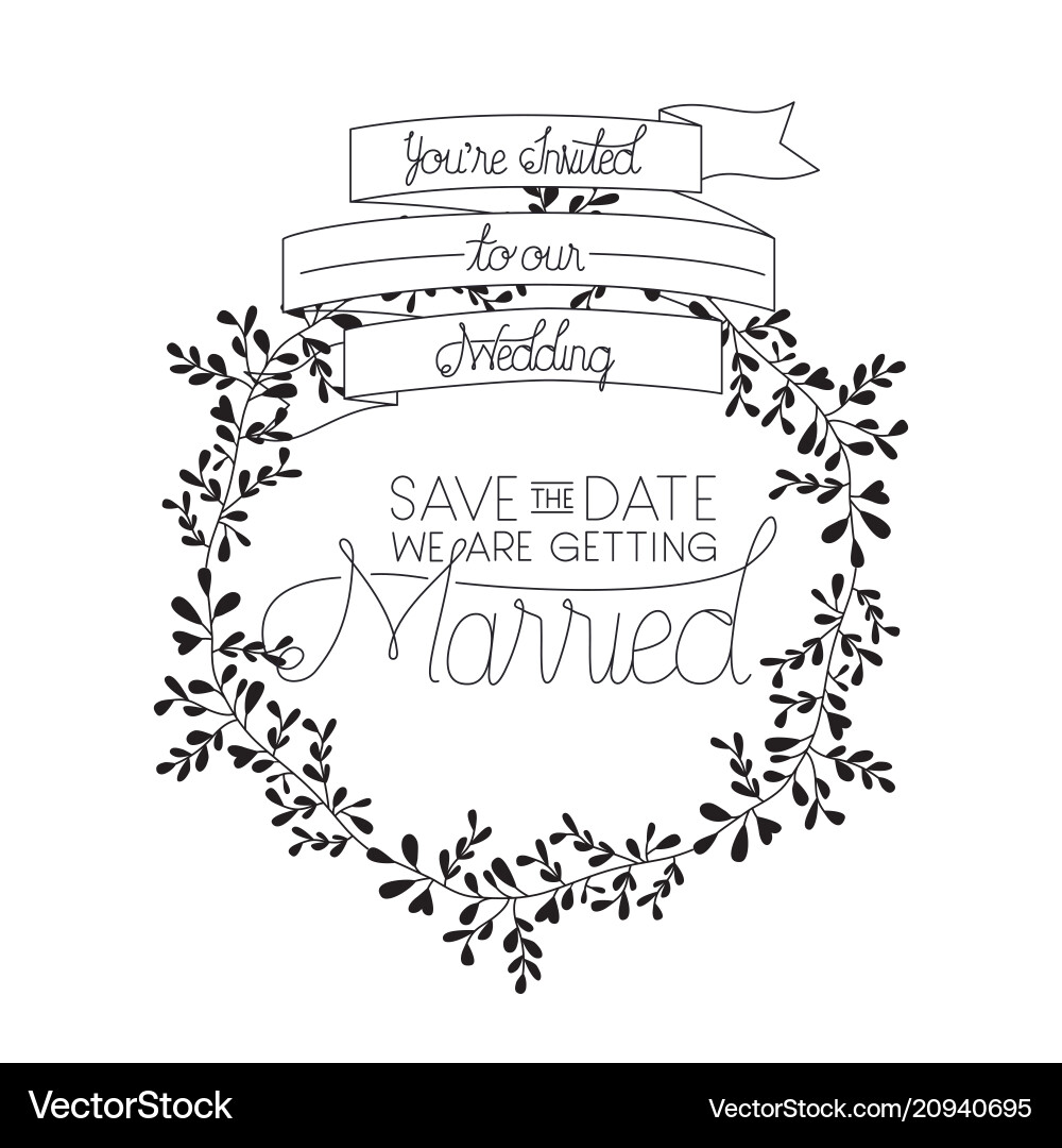 Wedding and married invitation with wreath Vector Image