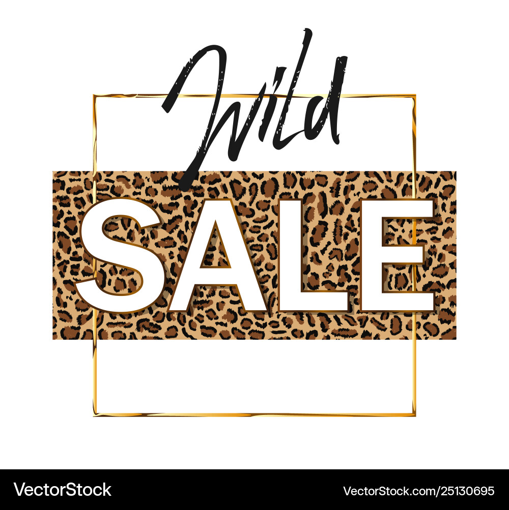 Wild sale banner on leopard background Royalty Free Vector