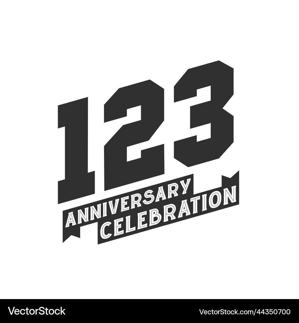 123 anniversary celebration greetings card 123rd Vector Image