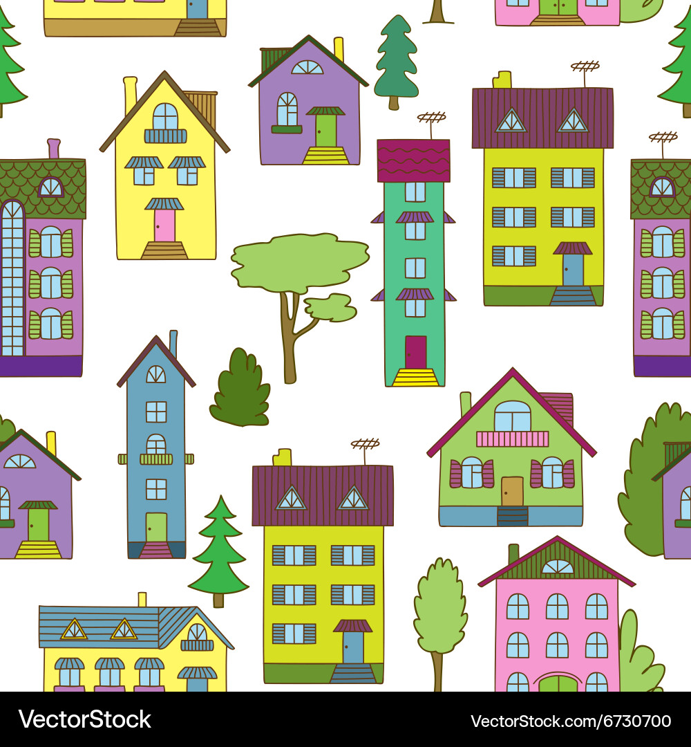Background with colorful houses Royalty Free Vector Image