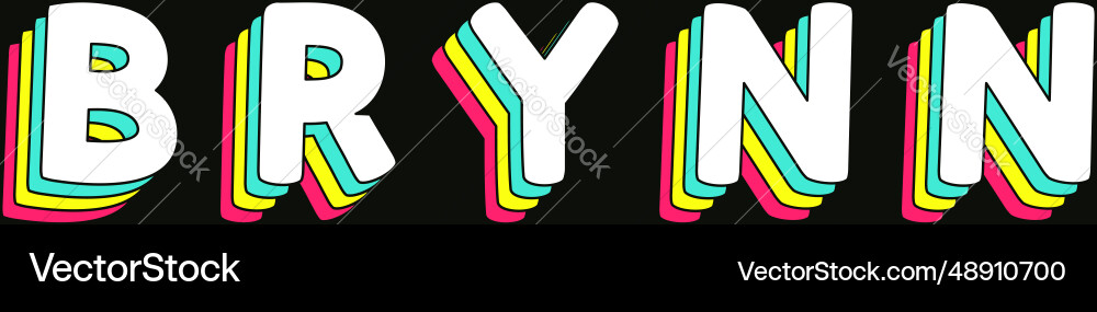 Brynn - retro rainbow typography faded style Vector Image