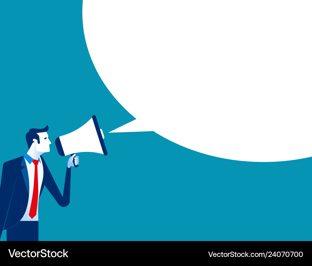 Businessman shouting in megaphone concept Vector Image