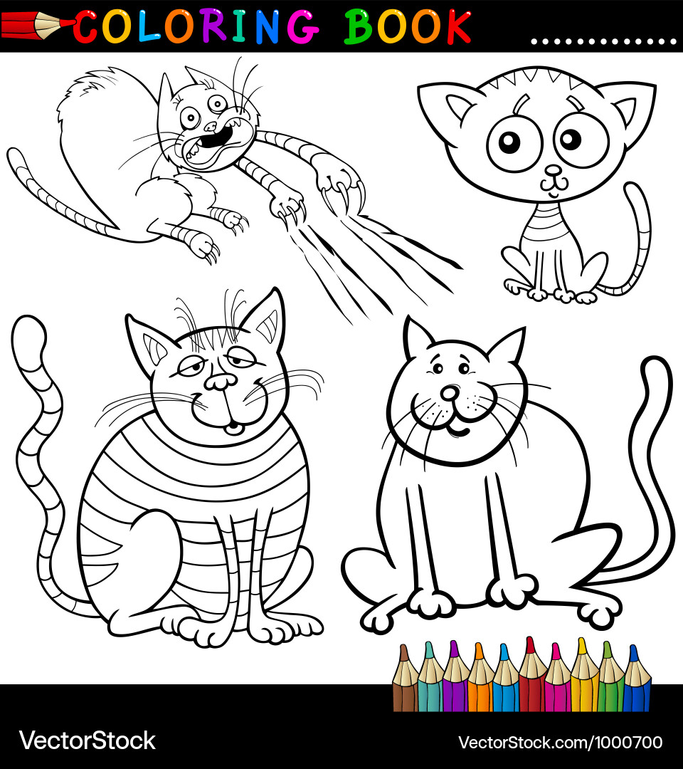 Cartoon cats for coloring book or page Royalty Free Vector